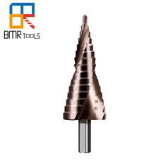 China BMR TOOLS 4mm-32mm 15steps triangle shank sprial flute hss step drill bit for metal hole drilling supplier