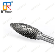 China 6mm Shank Tungsten Solid Carbide Flame Shape Type H Rotary Burrs Double thread supplier