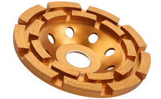 China 4.5 Inch Double Row Diamond Cup Grinding Wheel Gold for Angle Grinder Polishing and Cleaning Stone/Cement/Marble/Rock supplier