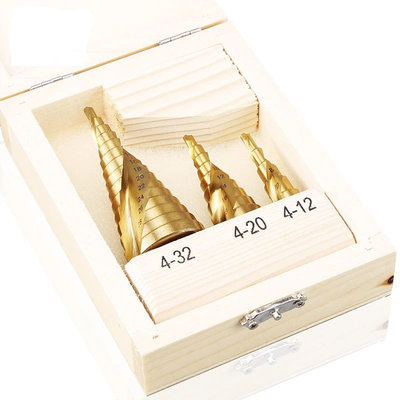 BMR TOOLS 4mm-32mm 15steps triangle shank sprial flute hss step drill bit for metal hole drilling supplier