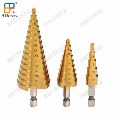 BMR TOOLS 1/4" Helix shank straight flute hss 4241 step drill bit for hole drilling 4-20mm supplier