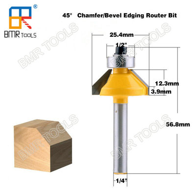 High Performance 45 Degree Chamfer Router Bit for Bevel Edging Wood with 1/4" shank supplier