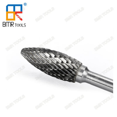 BMR TOOLS Dia 10mm Tungsten Solid Carbide Flame Shape Type H Rotary Burrs Double thread with 6mm Shank supplier
