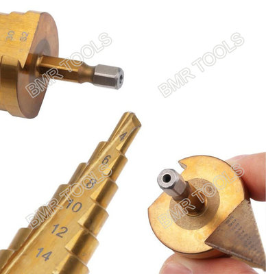 BMR TOOLS straight flute hss step drill bit for hole drill 4-20mm with helix shank supplier