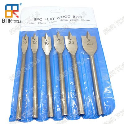BMR TOOLS Industrial Use 6pcs Flat Wood Drill Bit/Spade Paddle Flat Drill Set PVC Bag Pack supplier