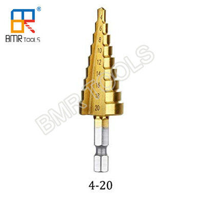 BMR TOOLS 4-20mm straight flute hss step drill with helix shank for steel hole drilling supplier