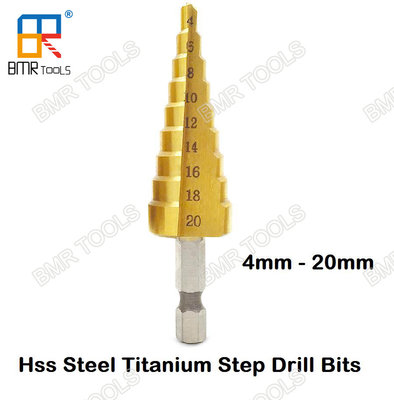 BMR TOOLS 4-20mm straight flute hss step drill with helix shank for steel hole drilling supplier