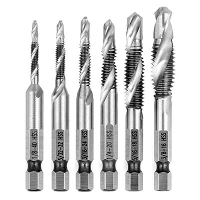 Combination Drill and Tap Bit Set - Deburr Countersink Drill Bit, HSS 4241 with 1/4” Hex Shank, 1/8”- 3/8”, 6pcs supplier