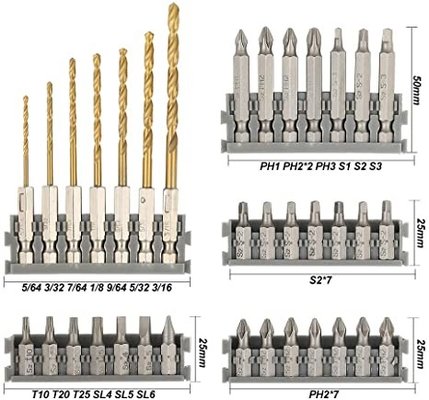 Impact Screwdriver Bit Set with Titanium Drill Bits- Quick Release Twist Drill Bit Set with Tough Case,Impact Driver Bit supplier