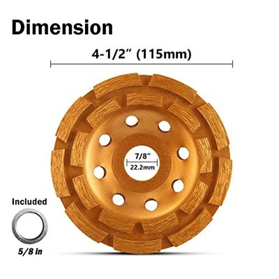 4.5 Inch Double Row Diamond Cup Grinding Wheel Gold for Angle Grinder Polishing and Cleaning Stone/Cement/Marble/Rock supplier