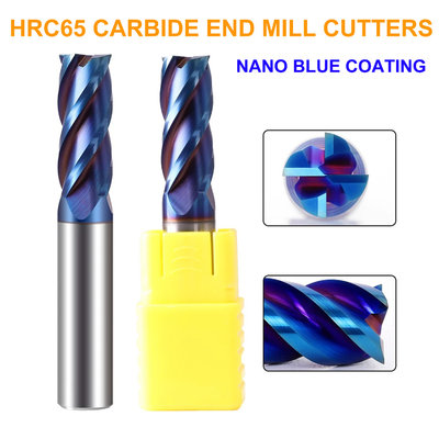 4Flute HRC65 Carbide End Mill Cutters with Nano Blue Coating for Mould Steel/Stainless Steel and Other Hard Metals supplier
