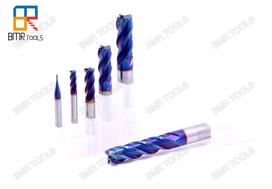 4Flute HRC65 Carbide End Mill Cutters with Nano Blue Coating for Mould Steel/Stainless Steel and Other Hard Metals supplier