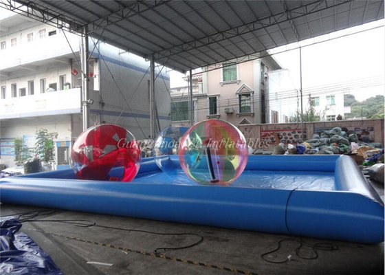 0.6mm PVC Light Blue Rectangle Blow Up Swimming Pool For Human Gerbil Ball