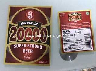 Wet strenth paper self adhensive beer label paper beer bottle label