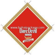 Red square printed aluminum foil beer neck  label golden foil beer label for bottles wine label