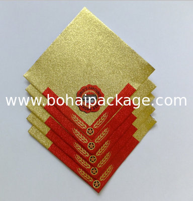 beer bottle neck aluminium foil labels square foil beer neck  label  for bottle 105*105 mm