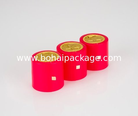 pvc heat shrink cap seal for wine bottle, pvc shrink capsules PVC wine caps for red wine bottle in red color