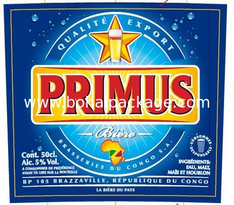 Wet Strength Metalized Beer Label Customized Metallic Paper UV Printing Beer Bottle Label  Print Self-Adhesive Paper Bee