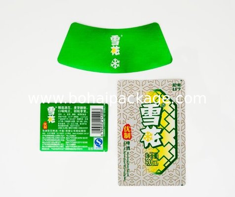 Custom Printed Self Wet Strength Adhesive Paper Beer Label metallized paper  beer label,aluminum beer neck label foil
