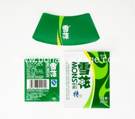 Custom Printed Self Wet Strength Adhesive Paper Beer Label metallized paper  beer label,aluminum beer neck label foil