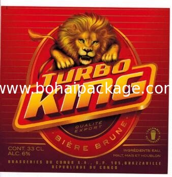 beer label with metalized paper private beer bottle labels Custom Printing Self Wet Strength Adhesive Paper Beer Label