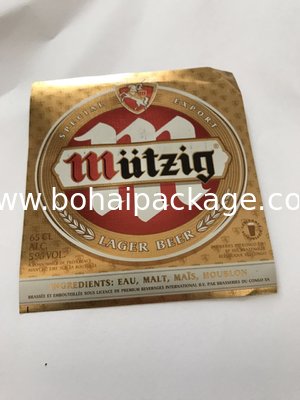 beer label with metalized paper private beer bottle labels Custom Printing Self Wet Strength Adhesive Paper Beer Label