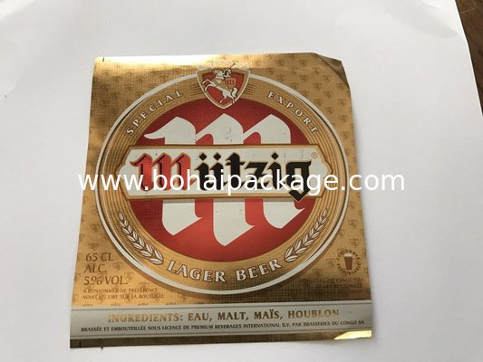 beer label with metalized paper private beer bottle labels Custom Printing Self Wet Strength Adhesive Paper Beer Label