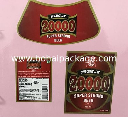 Custom beer bottle print label , wine self adhesive label printing