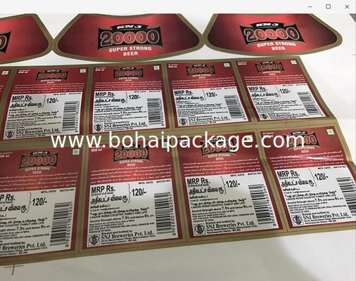 Wet strenth paper self adhensive beer label paper beer bottle label