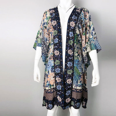 Rayon Cotton Peacock Print Oversize Kimono For Women