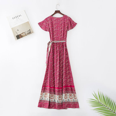 Customize RAYON COTTON LONG WRAP DRESS