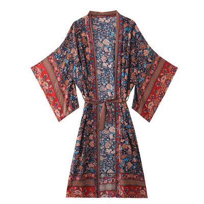 100% Rayon Cotton Long Kimono Boho Chic Cardigan Cover Up