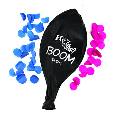 Boomwow 36inch Latex Printed He or She Gender Reveal Black Balloon supplier