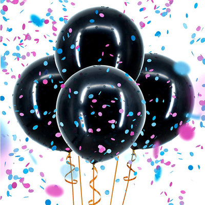 Boomwow 36inch Latex Printed He or She Gender Reveal Black Balloon supplier