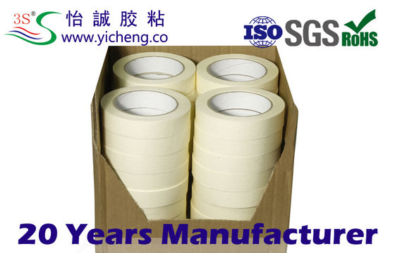 yellow Solvent Rubber Based Masking Paper Tape jumboo Roll , 80mic 140mic