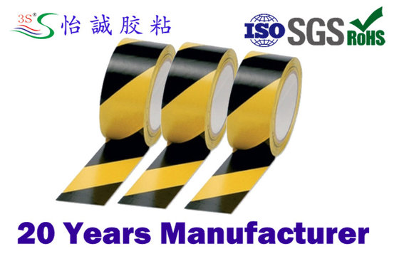 industrial PVC / PE Floor Detectable warning tape of black - yellow 18m/25m