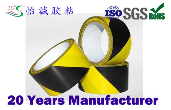 industrial PVC / PE Floor Detectable warning tape of black - yellow 18m/25m