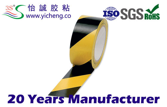 industrial PVC / PE Floor Detectable warning tape of black - yellow 18m/25m
