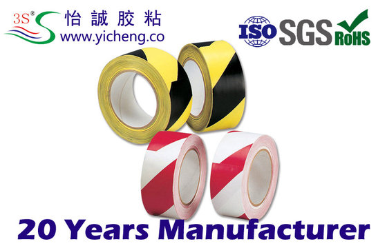 industrial PVC / PE Floor Detectable warning tape of black - yellow 18m/25m