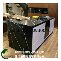 Customized Black Marble Color Quartz Kitchentop