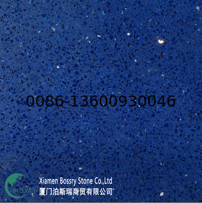 Crystal Light Blue artificial quartz stone worktops / Polished quartz kitchen
