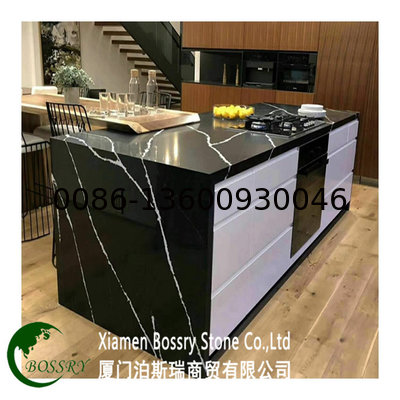 Customized Black Marble Color Quartz Kitchentop