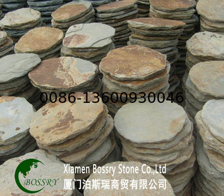 rust yellow slate round shape paving stone