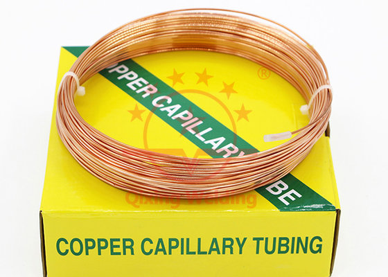 Yellow Capillary Hvac Copper Tubing , Mechanical Fridge Soft Copper Coil