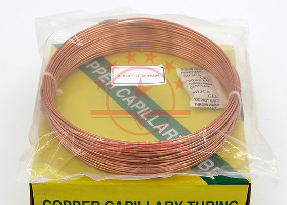 Metallurgy Copper Capillary Tube Custom Design ID ( 1.0 - 5.0 ) * ( 0.2 - 1.0 ) MM