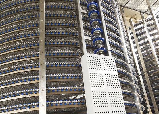 Food Grade Belt Conveyor Cooling Spiral System / Industry Bread Cooling Machine