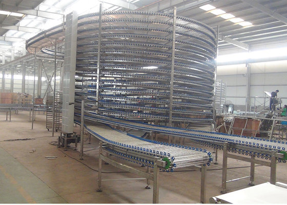 High Effciency Food Cooling Spiral Conveyor Belt For Bread Cooling Machine