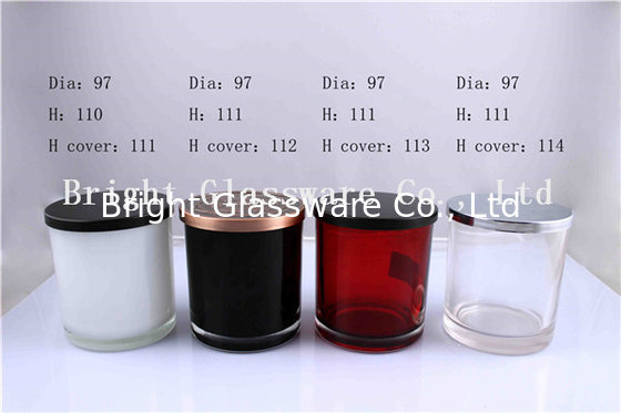 Colorful Glass Candle Holder , Candle Jar With Lid Cover