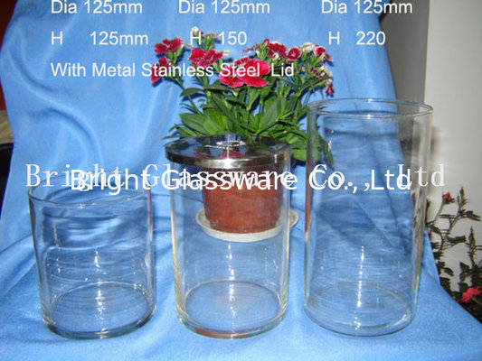 Luxury design glass storage jar with metal lid