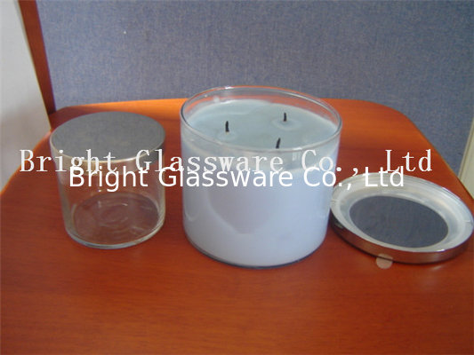cheap glass candle jar with metal lid